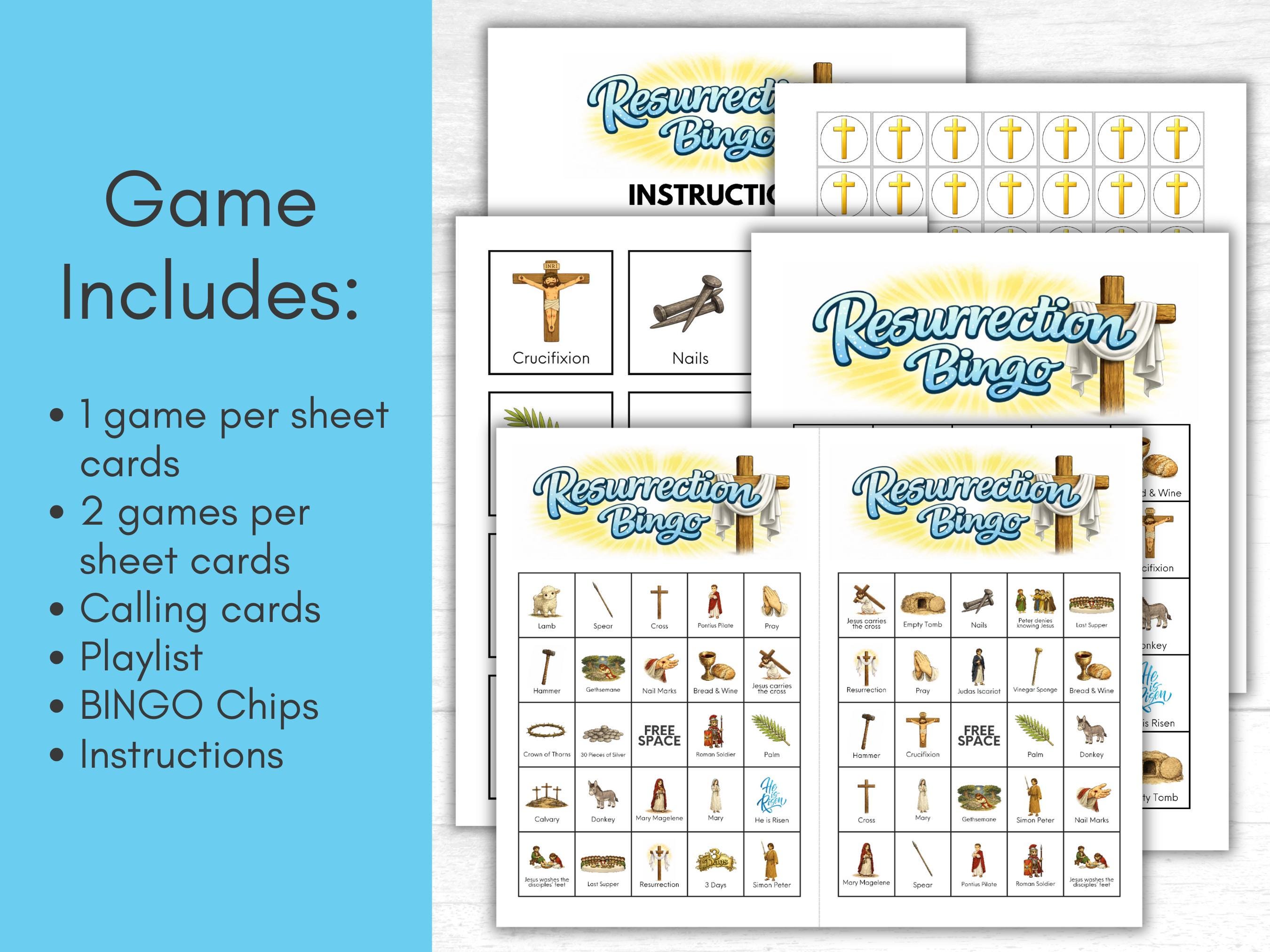 Resurrection Bingo Game, Bible Bingo, Easter Bingo, Holy Week Bingo ...