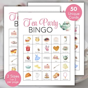 Tea Party Bingo, Printable Tea Party Bingo Cards, Bridal Shower Tea ...