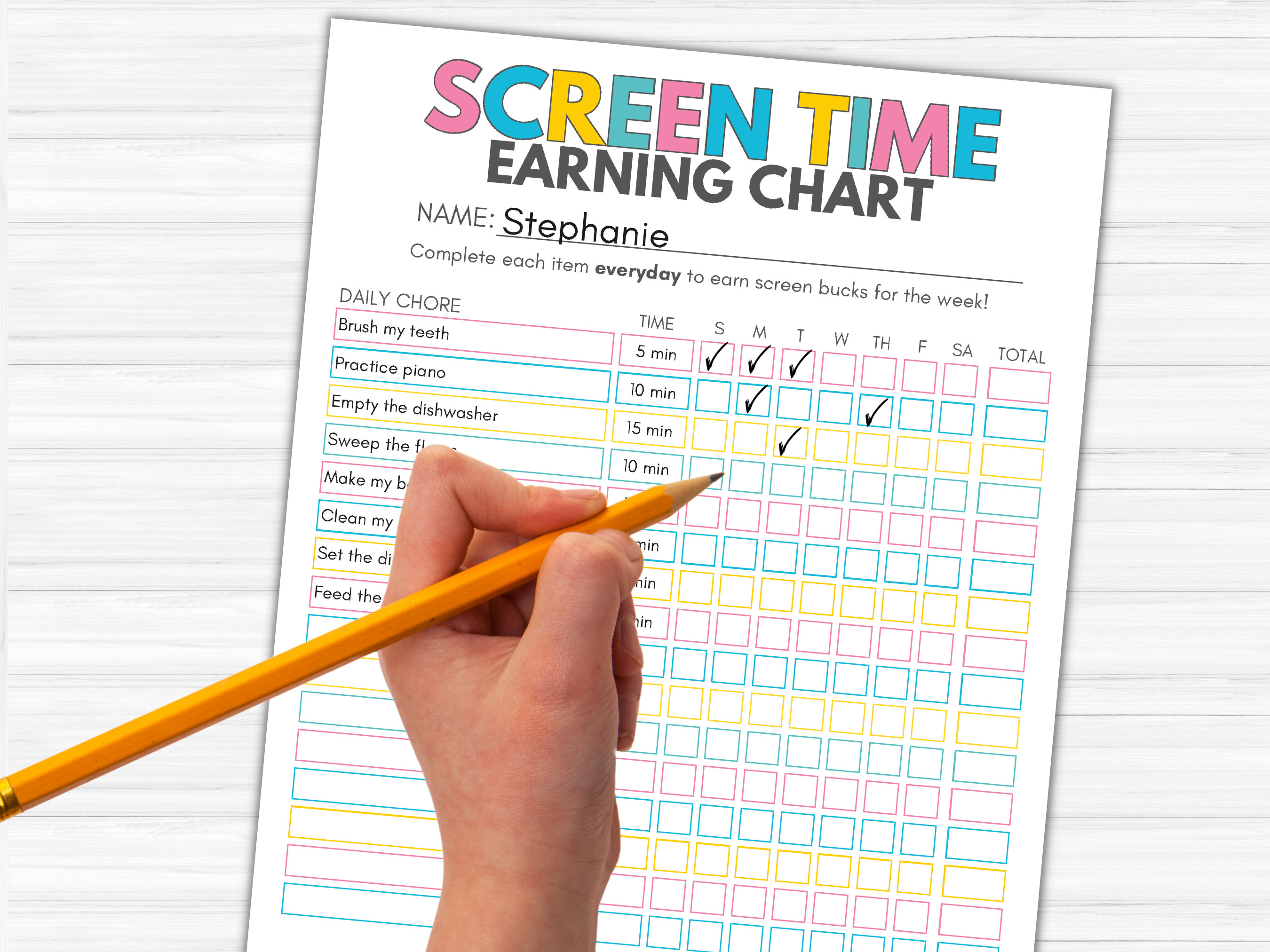 Screen Time Checklist, How to Earn Screen Time, Screenbucks, Kid Chore ...