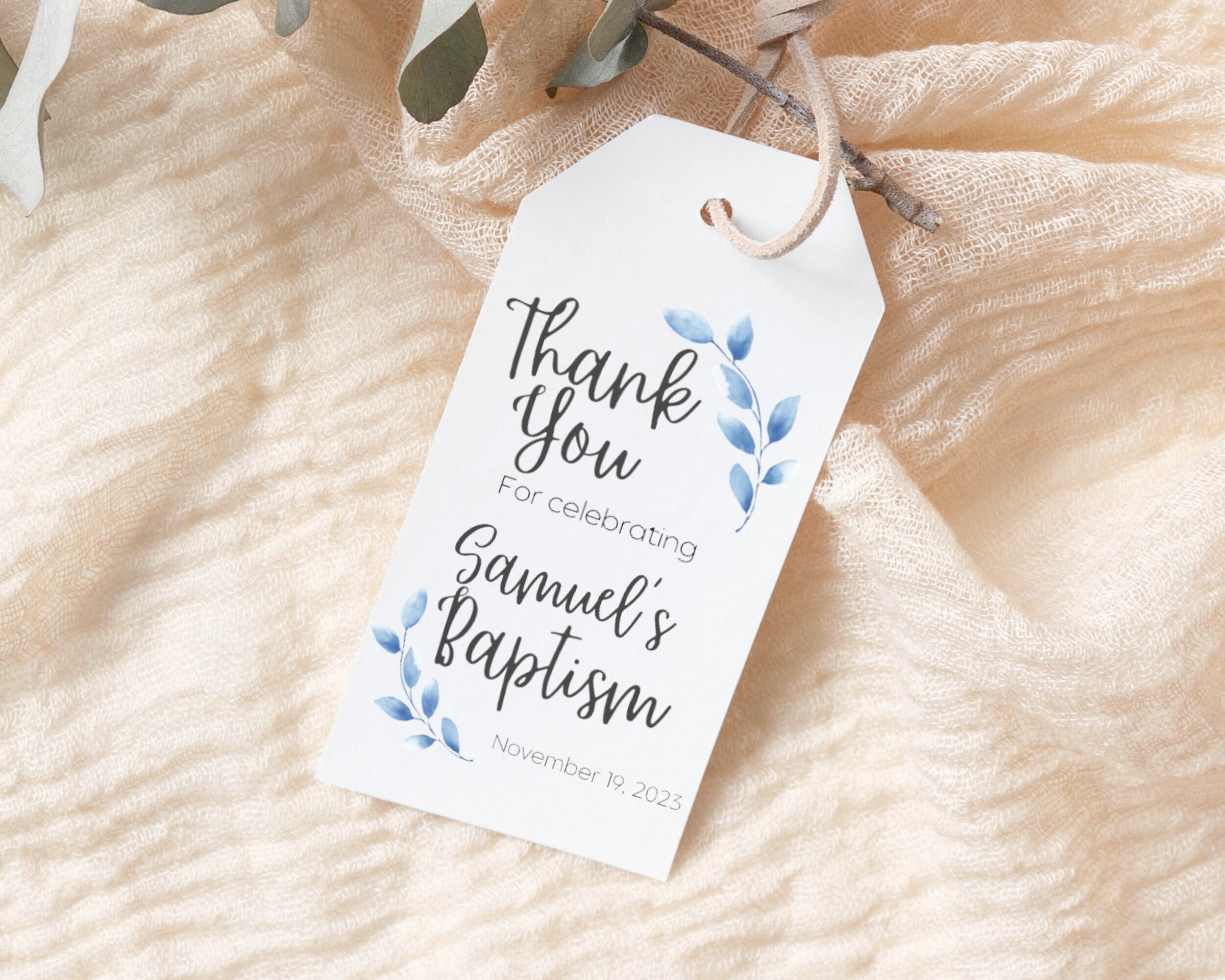 Baptism Favor Tag Template Printable Christening Tag Thank - Etsy