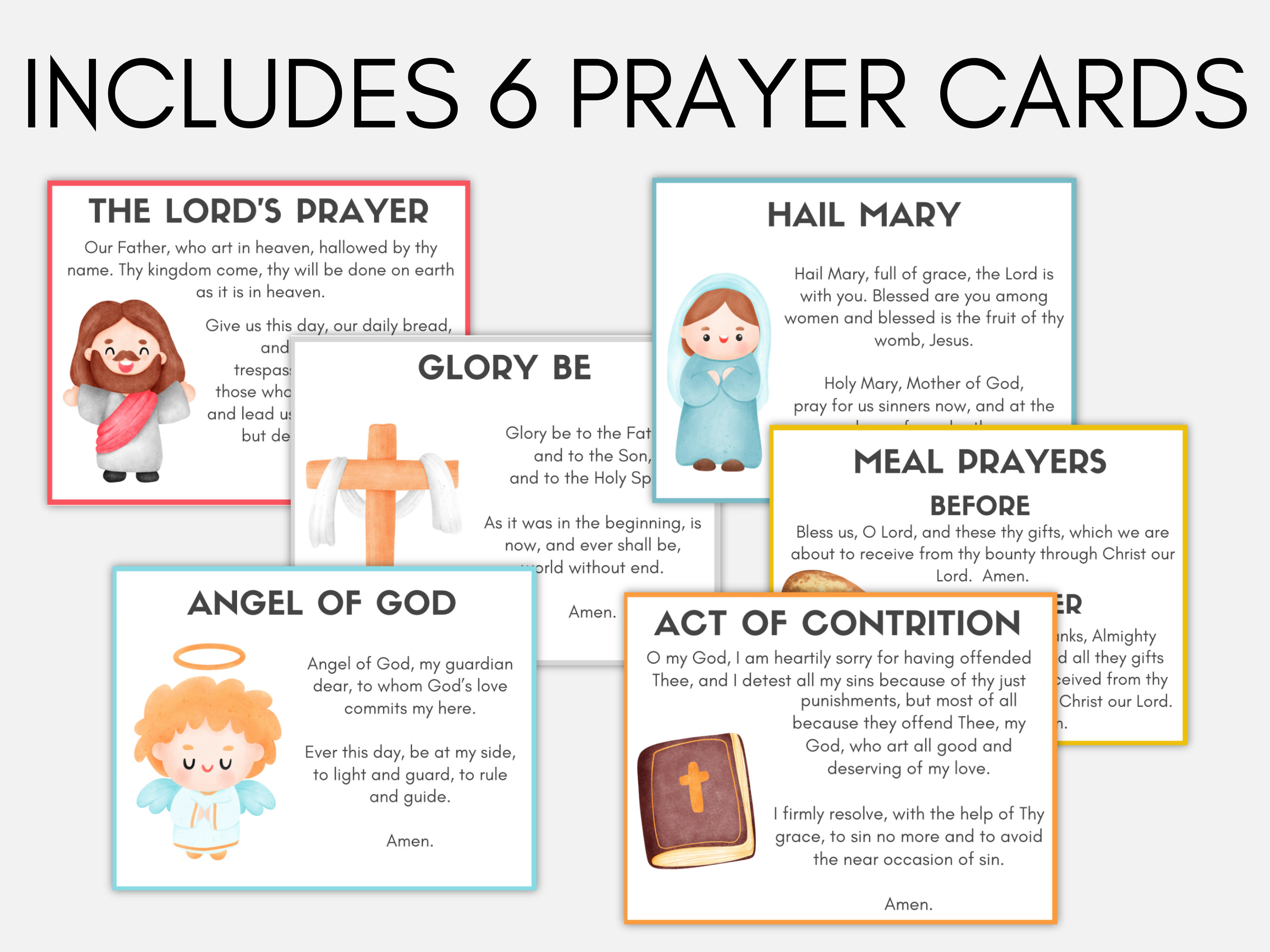 Catholic Prayer Cards for Kids, Children's Prayer Cards, Kids Hail Mary ...