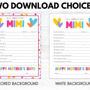 All About My Mimi Printable Grandma Mother's Day Gift - Etsy