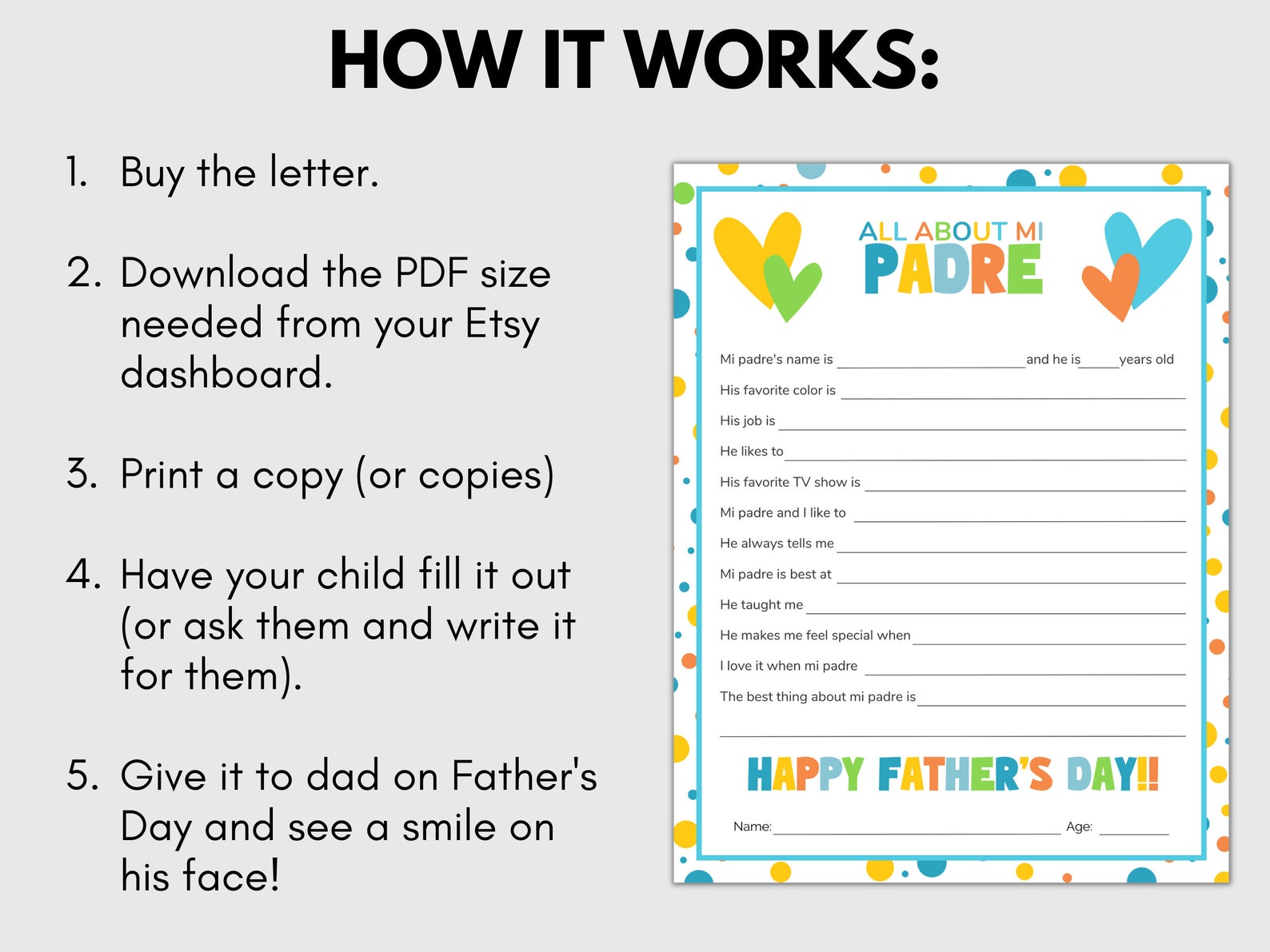 All About Mi Padre Printable, Father's Day Gift, All About Padre ...