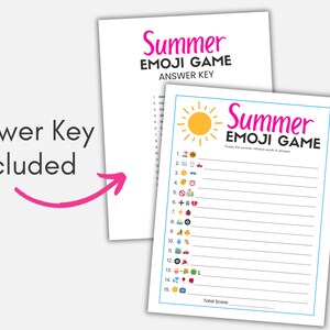 Summer Emoji Game, Summer Emoji Printable, Summer Party Game, Pool ...
