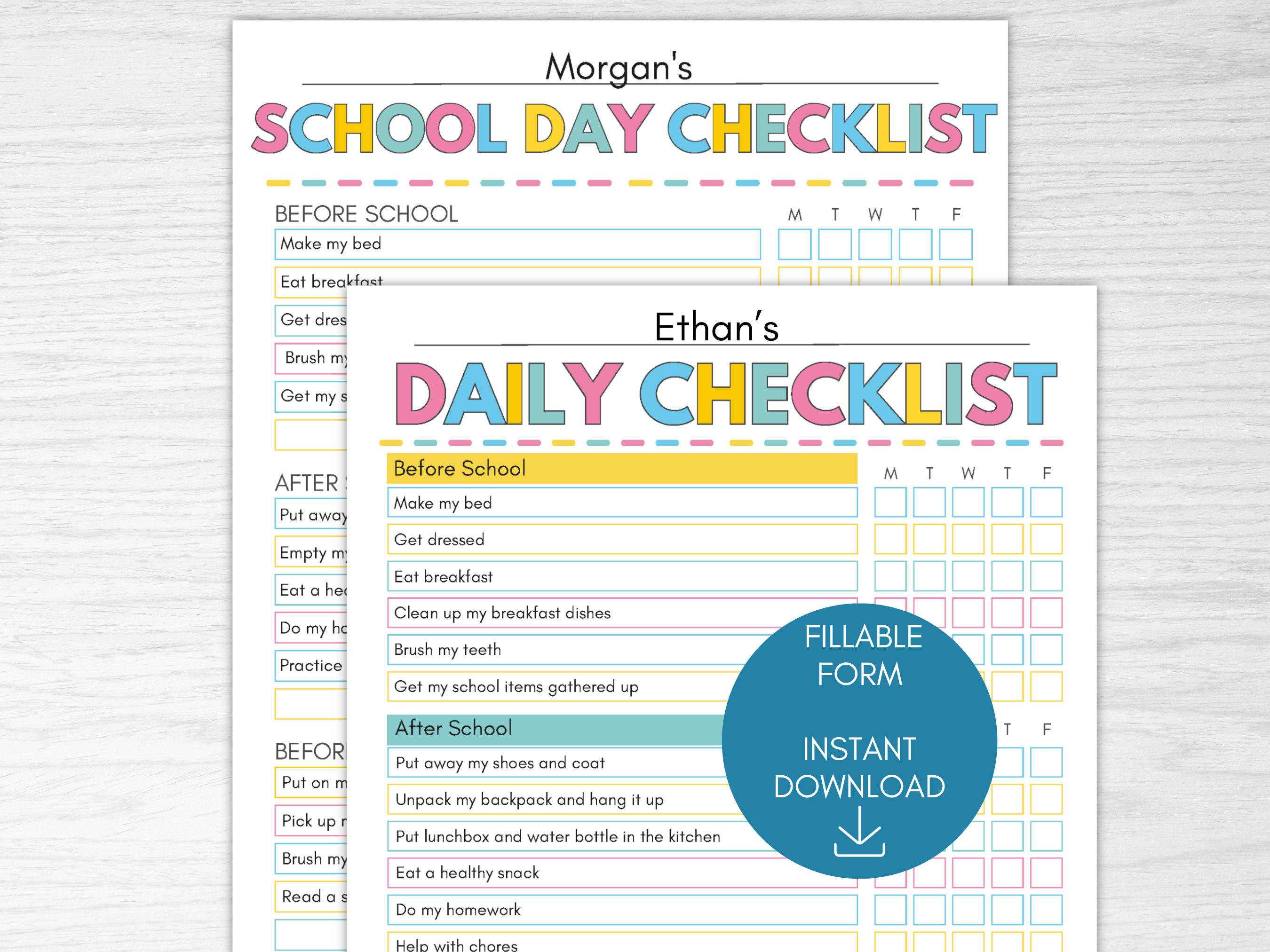 Kids Daily School Checklist, Kids Schedule, Kids Routine ...