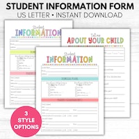 Editable Student Info Sheet-back to School-first Day of School - Etsy