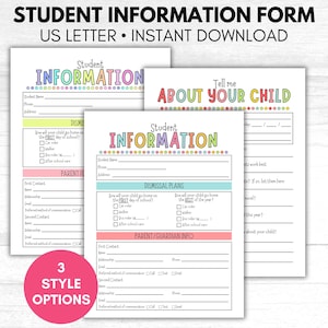 Student Information Form, Student Information Sheet, Daycare All About ...