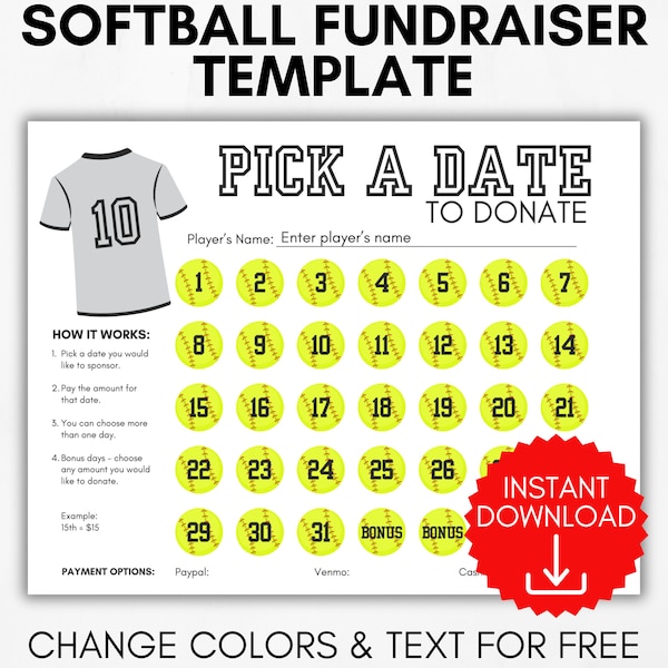 Softball Fundraiser Template - Etsy