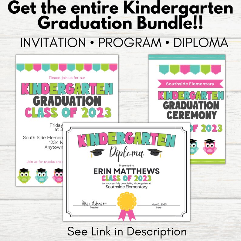 Kindergarten Graduation Program Template Graduation Program - Etsy