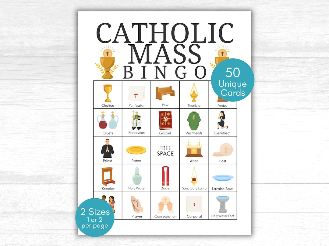 Catholic Mass Bingo, Religious Education, First Communion Game, Faith ...