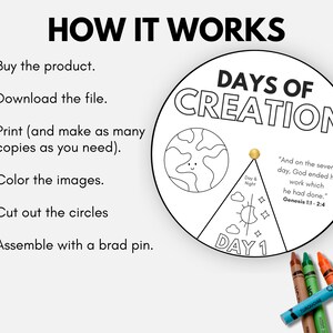 Days of Creation Coloring Wheel, Spinner Wheel, Sunday School Activity ...