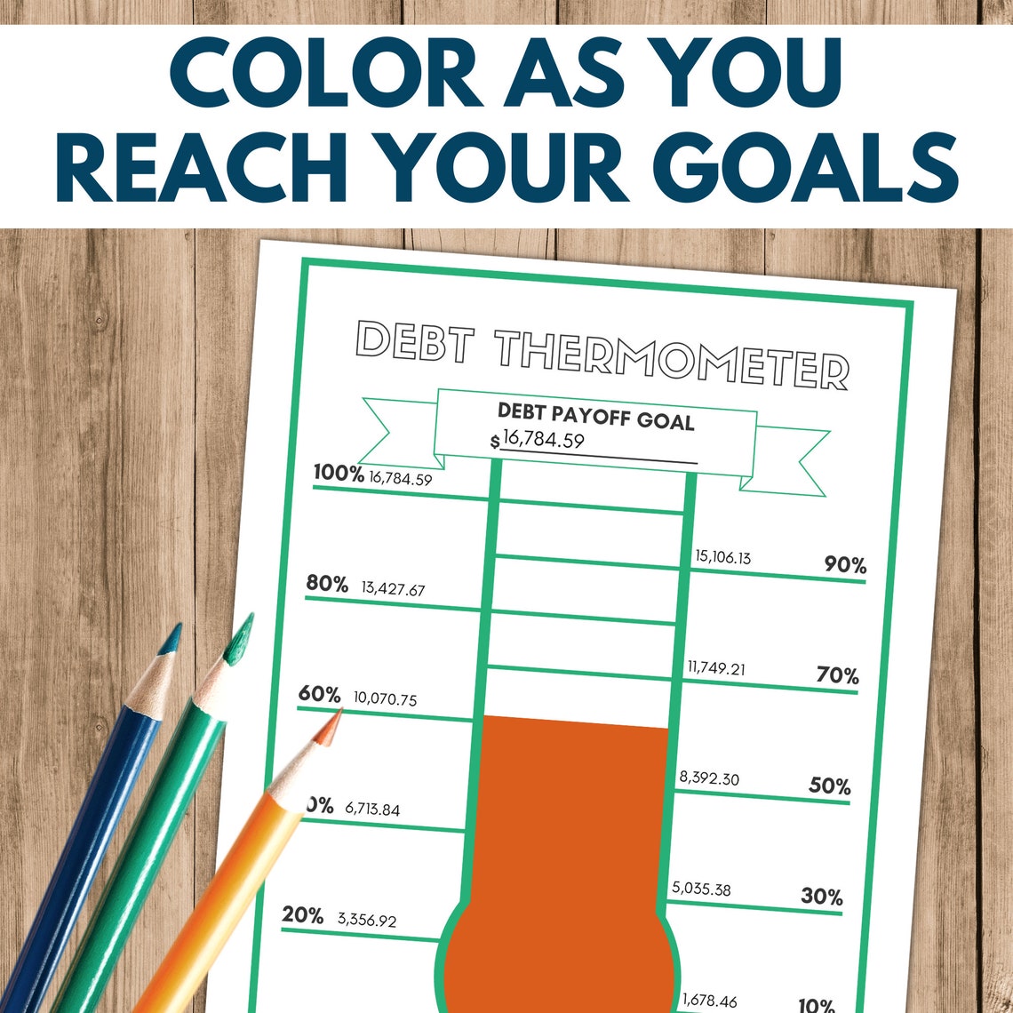 Printable Debt Thermometer Debt Payoff Tracker Printable - Etsy