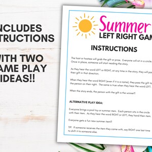 Summer Left Right Game, Summer Left Right Poem, Summer Family Runion ...