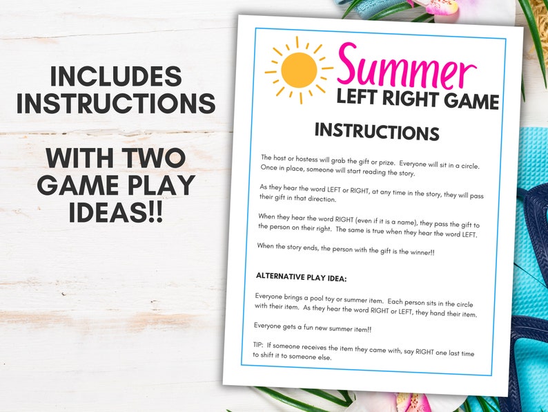 Summer Left Right Game, Summer Left Right Poem, Summer Family Runion ...