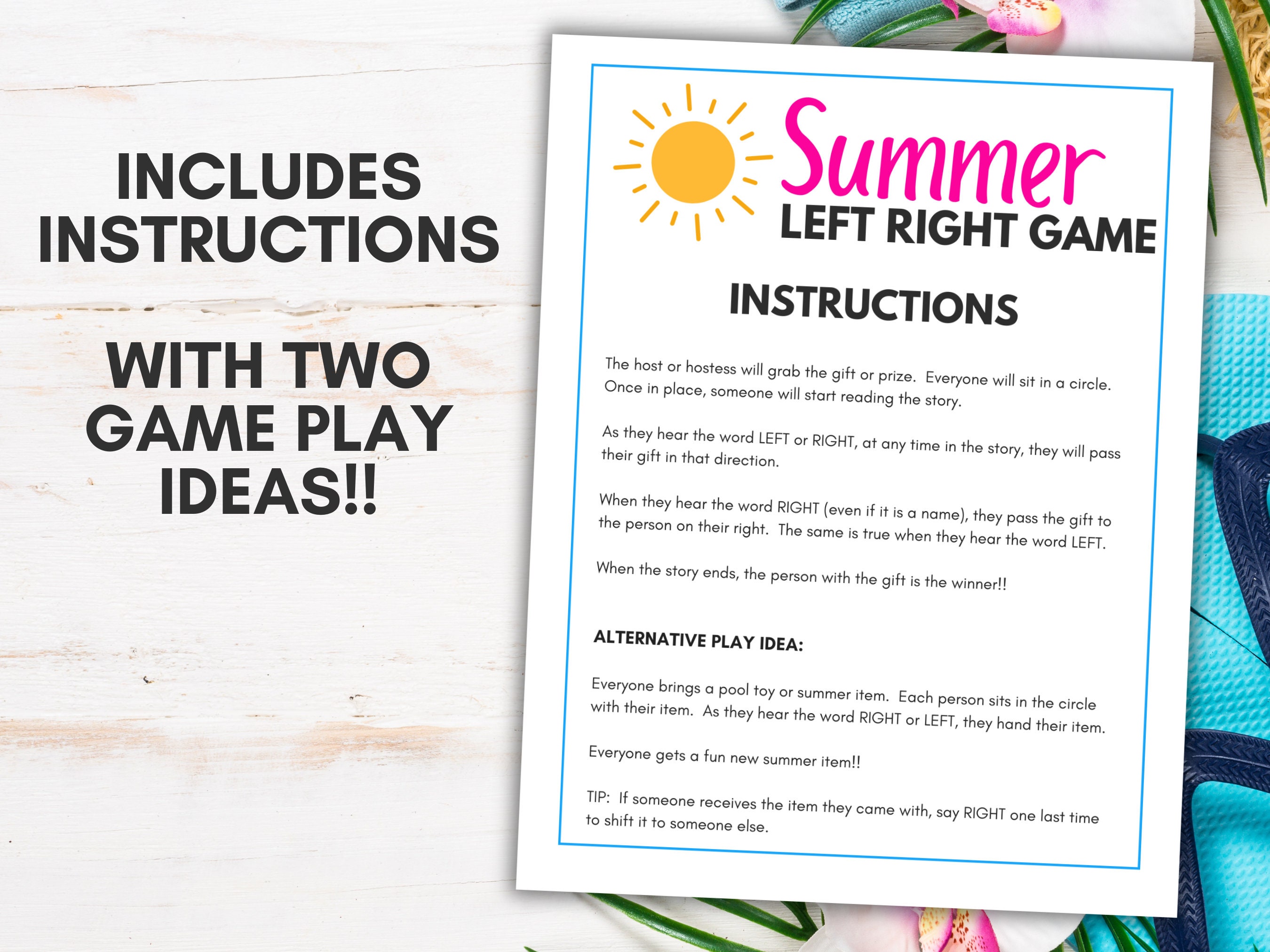 Summer Left Right Game, Summer Left Right Poem, Summer Family Runion ...