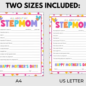 All About My Stepmom Printable, Mother's Day Gift, All About Mom ...