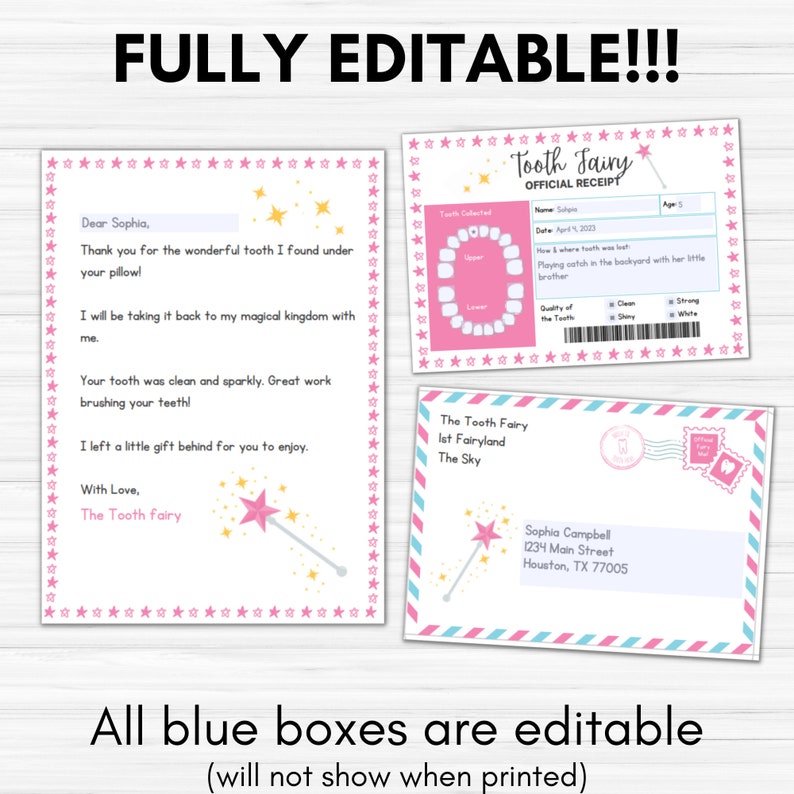 Mini Tooth Fairy Letter, Printable Tooth Fairy Receipt, Printable Tooth ...