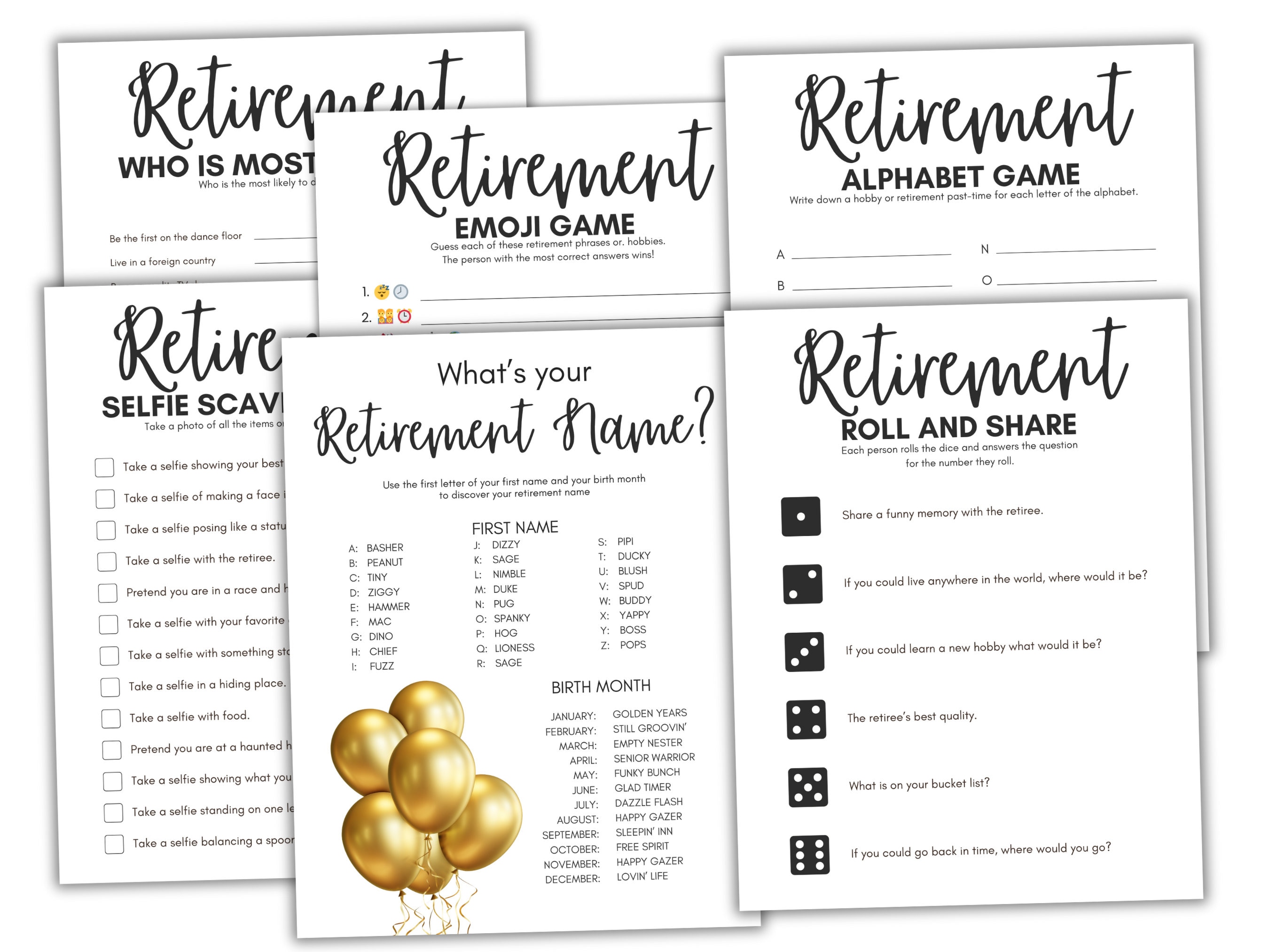 The Ultimate Printable Retirement Game Bundle For Any Type Of Person ...