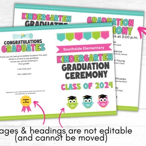 Kindergarten Graduation Program Template, Graduation Program for ...