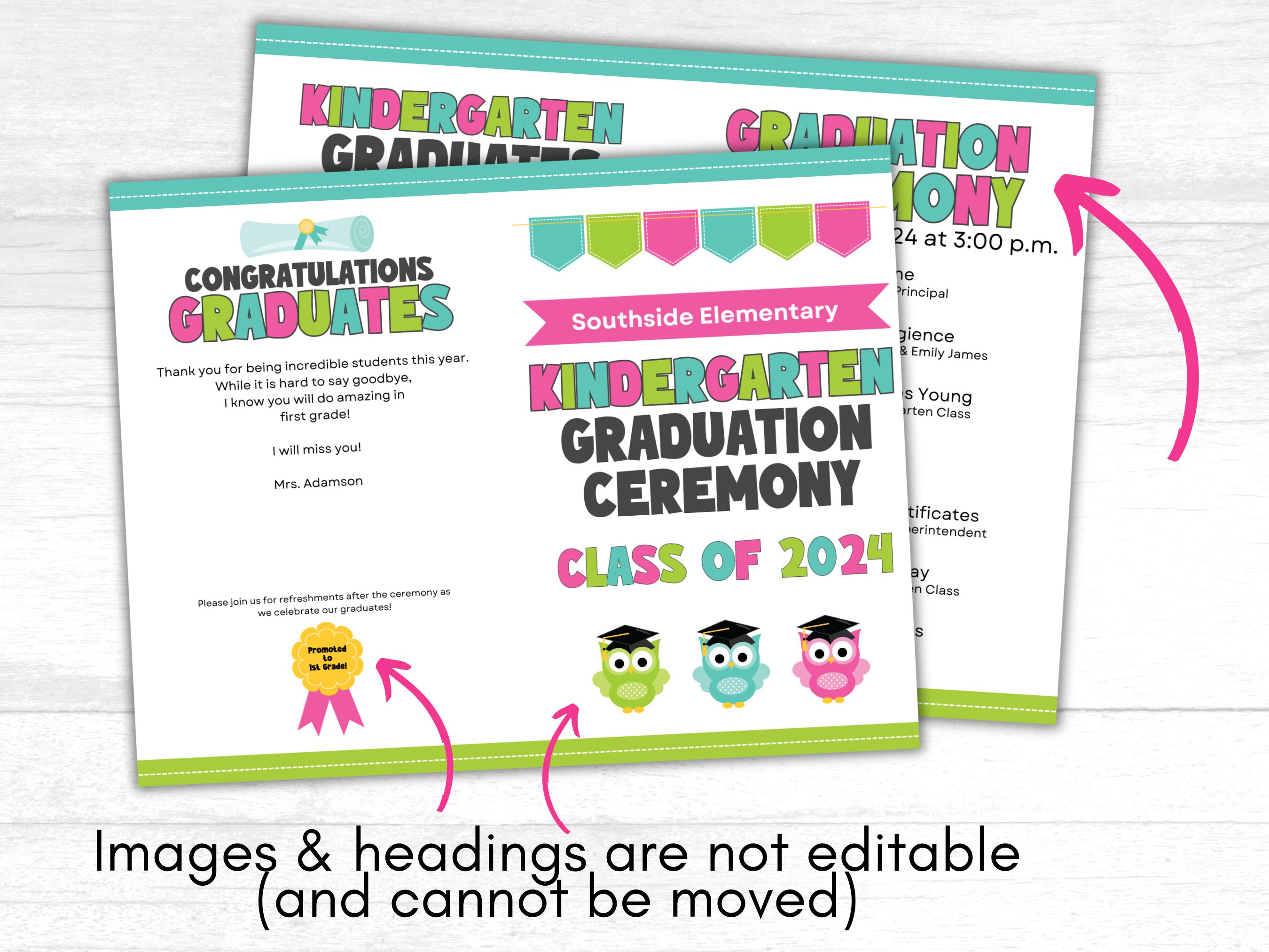 Kindergarten Graduation Program Template, Graduation Program for ...