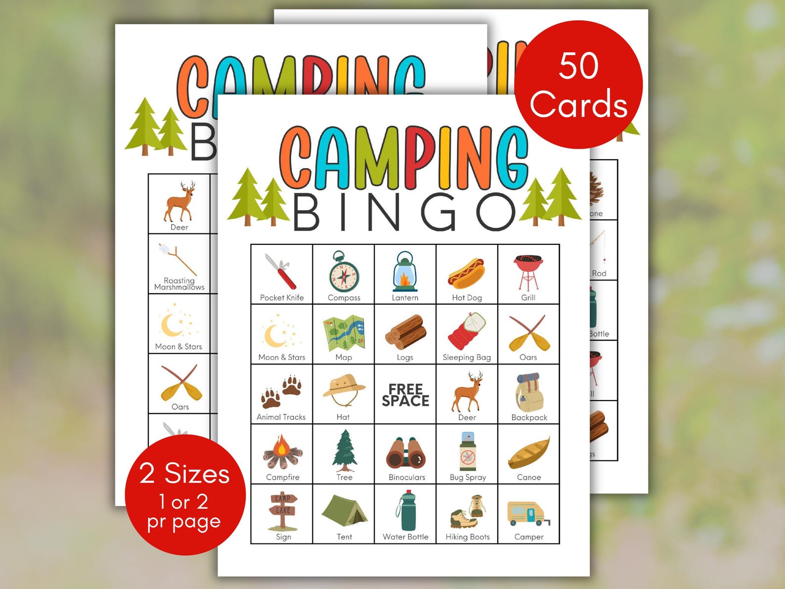 Camping Bingo Cards Printable Game, Camping Party Game, Camping ...