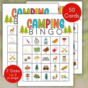 Camping Bingo Cards Printable Game, Camping Party Game, Camping ...