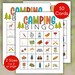 Camping Bingo Cards Printable Game, Camping Party Game, Camping ...