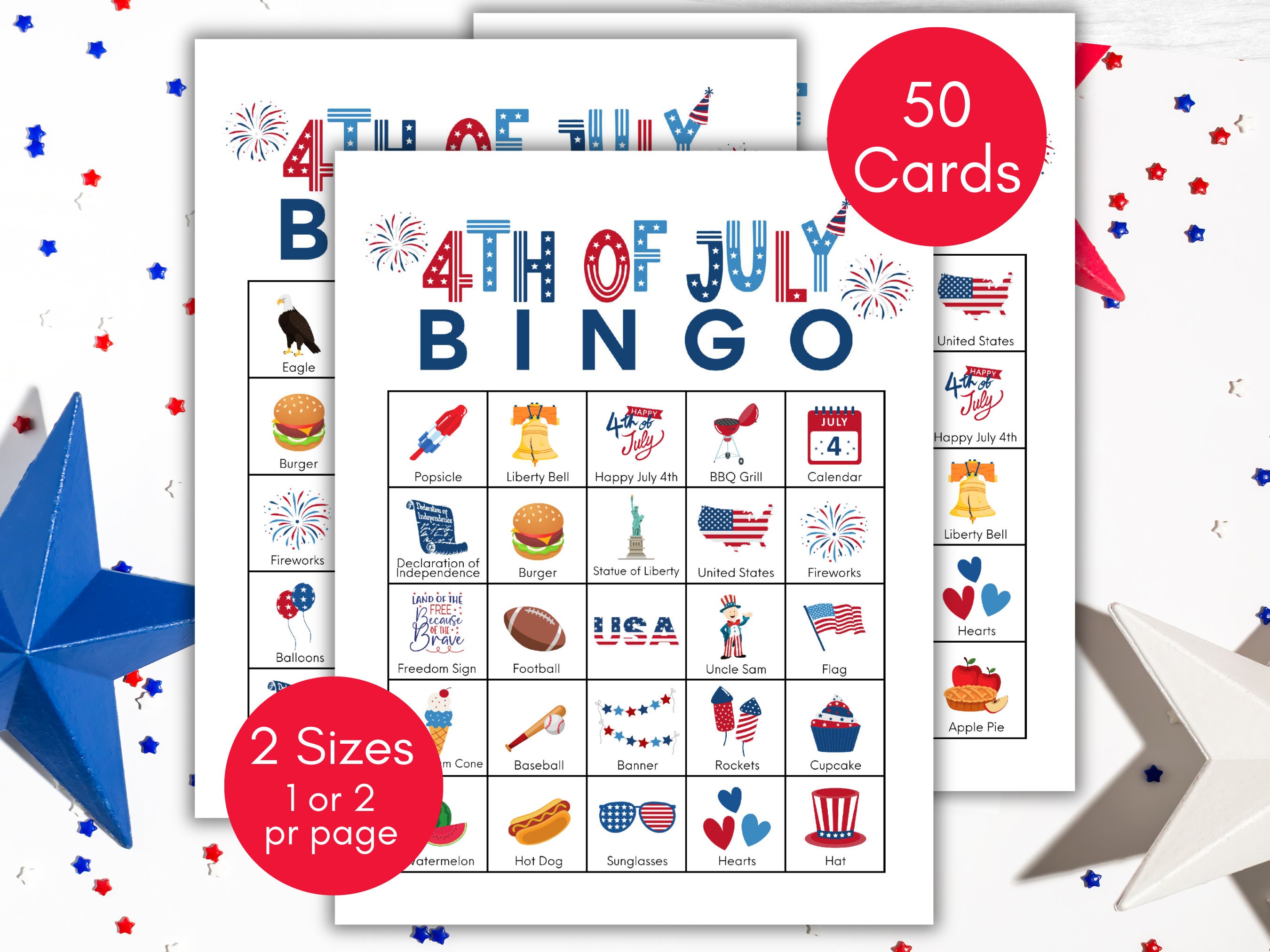 4th of July Bingo, Independence Day Bingo, July 4th Bingo, Patriotic ...