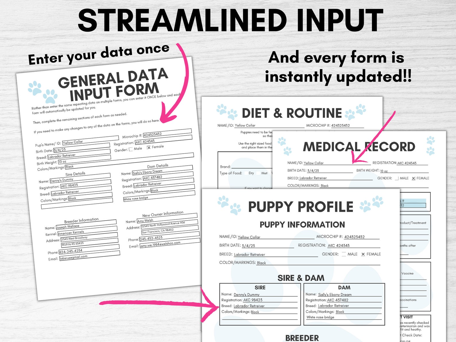 Breeder Puppy Pack, Dog Breeder Forms, Fillable Breeder Forms, Puppy ...