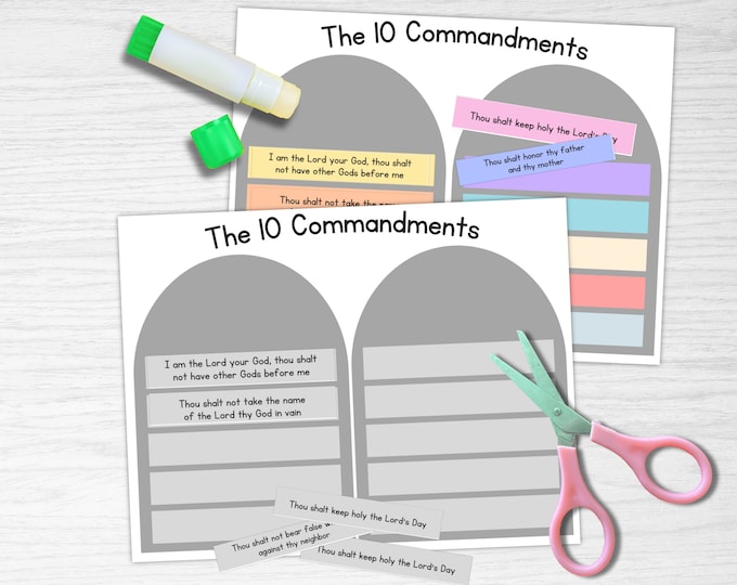 10 Commandments Printable Activity Sheet and Print. Digital Catholic ...