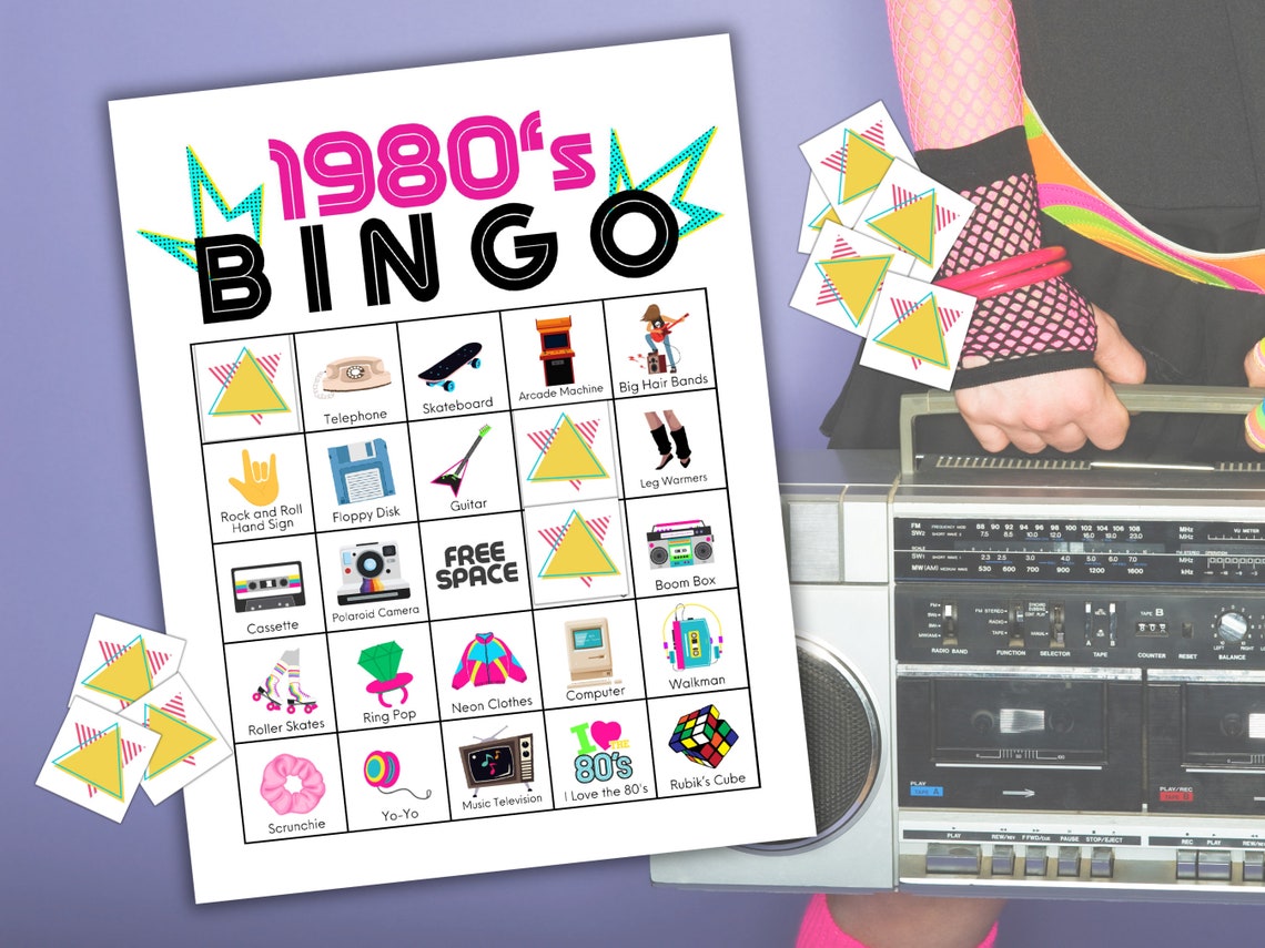 80s Bingo, 1980s Bingo, 80s Bingo Cards, Printable Bingo Cards, Retro ...