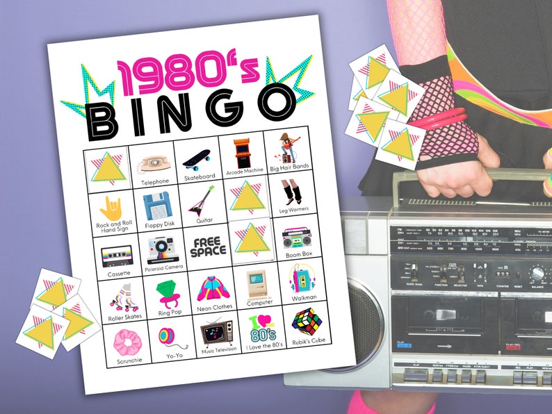 80s Bingo, 1980s Bingo, 80s Bingo Cards, Printable Bingo Cards, Retro ...