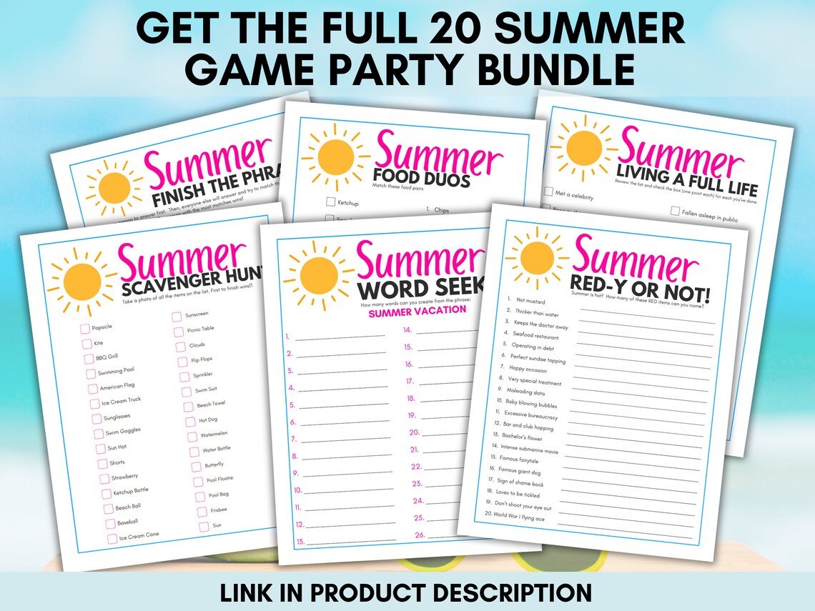 Summer Emoji Game, Summer Emoji Printable, Summer Party Game, Pool ...