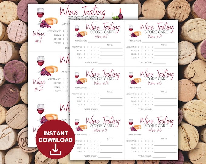 Wine Tasting Card, Wine Tasting Score Card, Wine Tasting Notes ...
