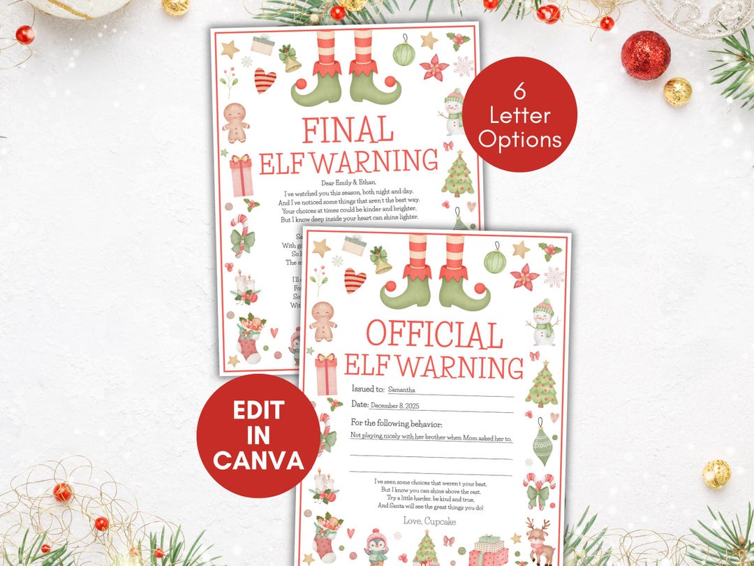 Elf Warning Letter, Warning Letter From Santa, Elf Official Warning ...
