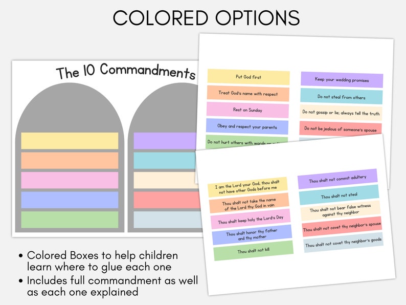 10 Commandments Craft, Catholic Puzzle Activity, Digital Catholic ...