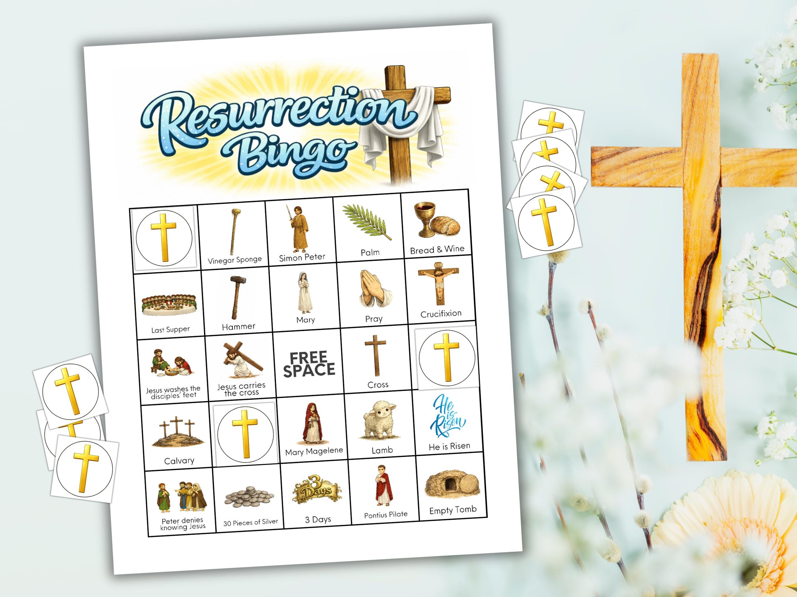 Resurrection Bingo Game, Bible Bingo, Easter Bingo, Holy Week Bingo ...