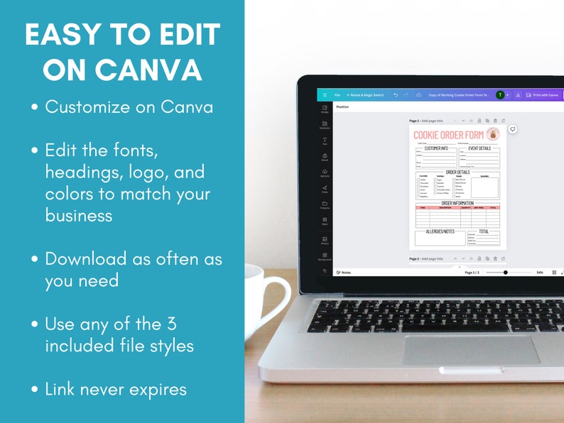 Cookie Order Form Template, Editable Canva Template, Bakery Form, Home ...