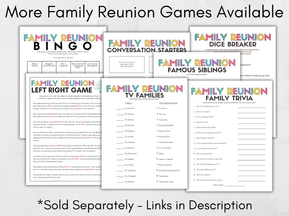 Family Reunion Pass the Prize, Printable Left Right Game, Family ...