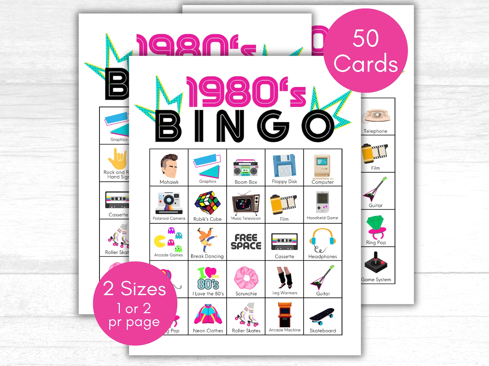 80s Bingo, 1980s Bingo, 80s Bingo Cards, Printable Bingo Cards, Retro ...
