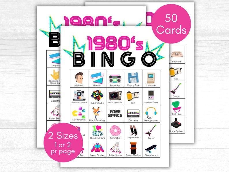 80s Bingo, 1980s Bingo, 80s Bingo Cards, Printable Bingo Cards, Retro ...