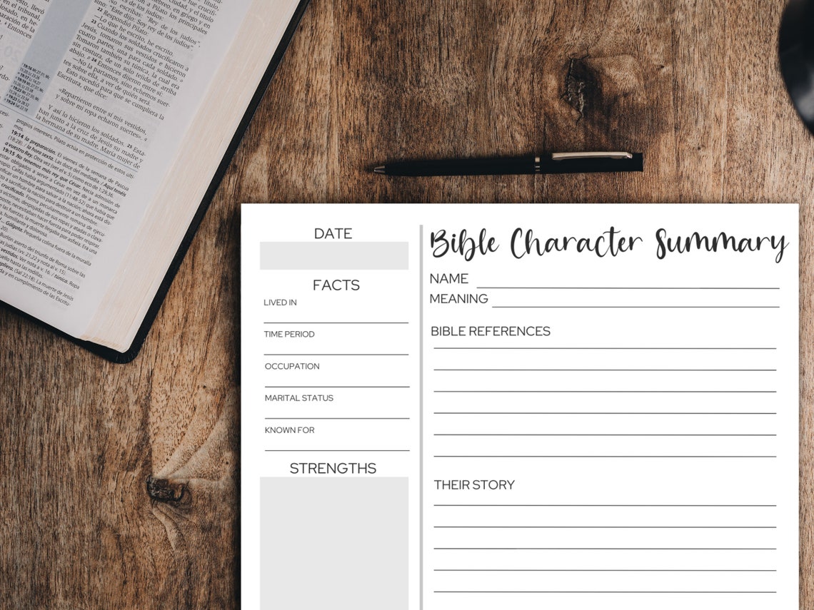 Bible Character Study Template, Printable Bible Character Study, Bible ...