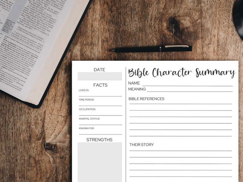 Bible Character Study Template, Printable Bible Character Study, Bible Study Printable, Bible ...