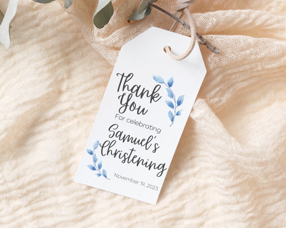 Baptism Favor Tag Template, Printable Christening Tag, Thank You Tag ...