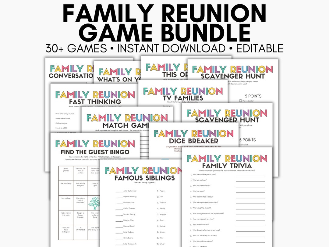 Family Reunion Games Bundle, Printable Family Party Games, Fun Family ...