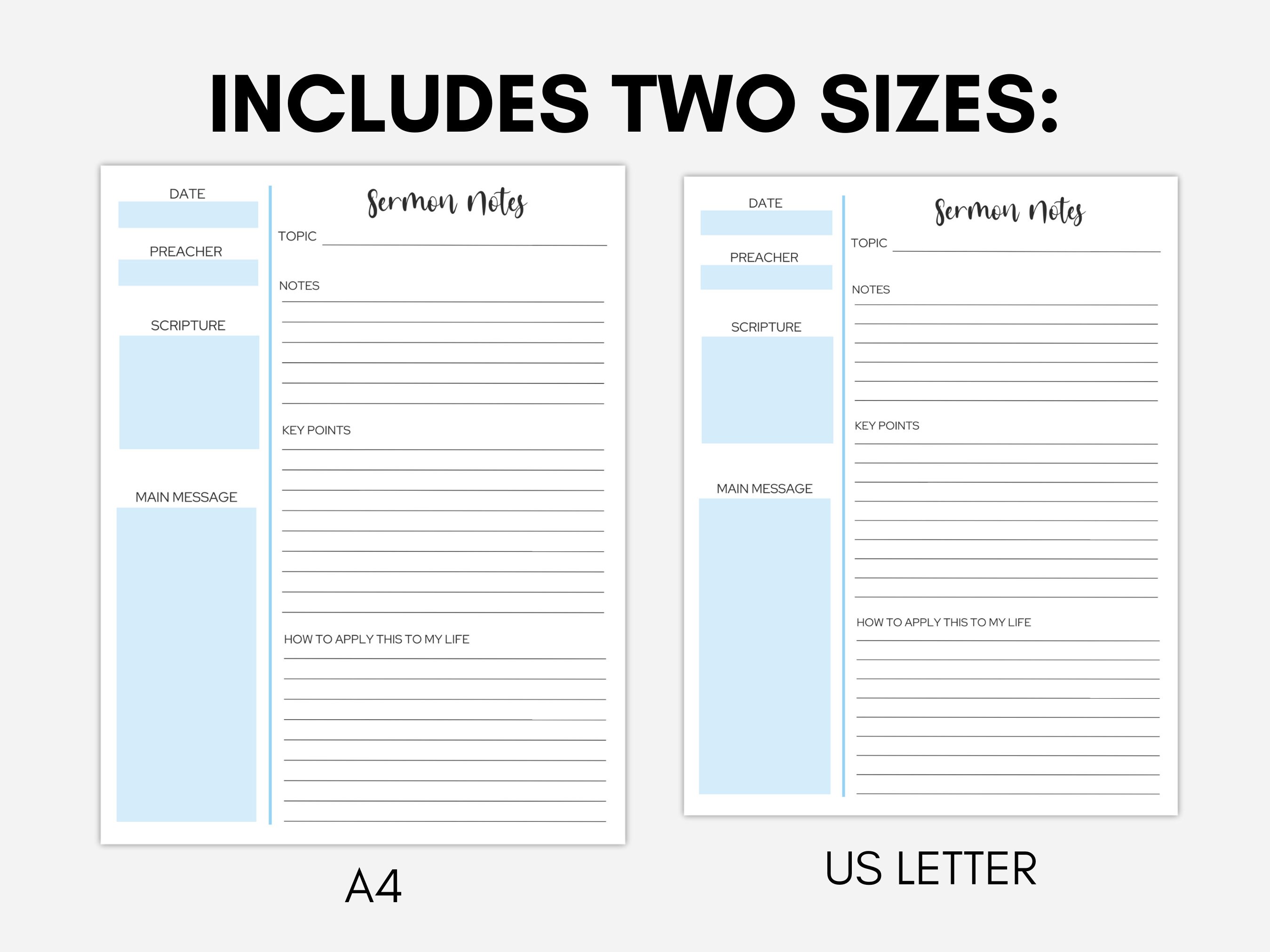 Sermon Notes Template, Printable Sermon Notes,digital Sermon Notes ...