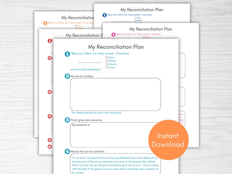 Confession Catholic Kids Sheet, Reconciliation Worksheet, First ...