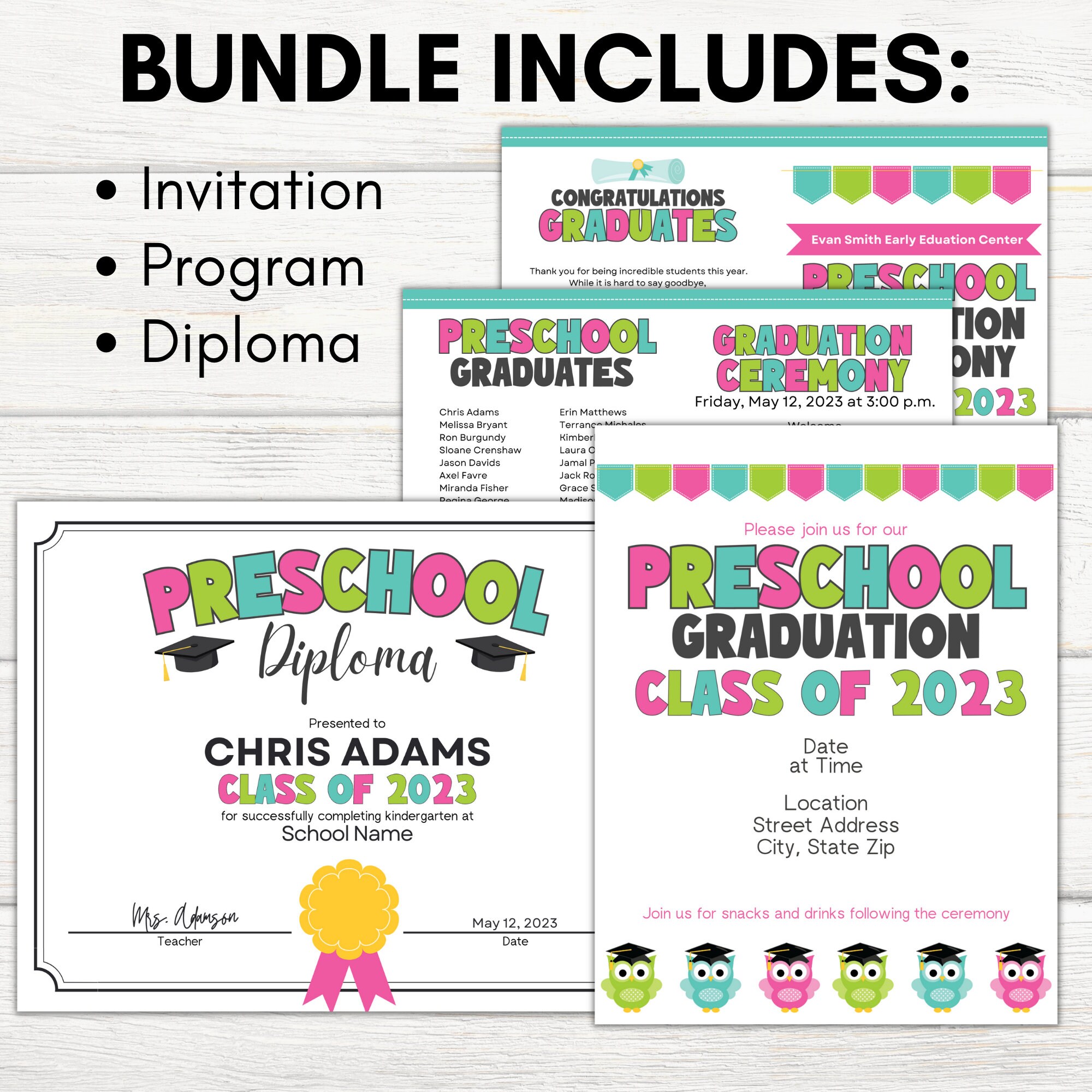 Preschool Graduation Templates Prek Graduation Invite - Etsy