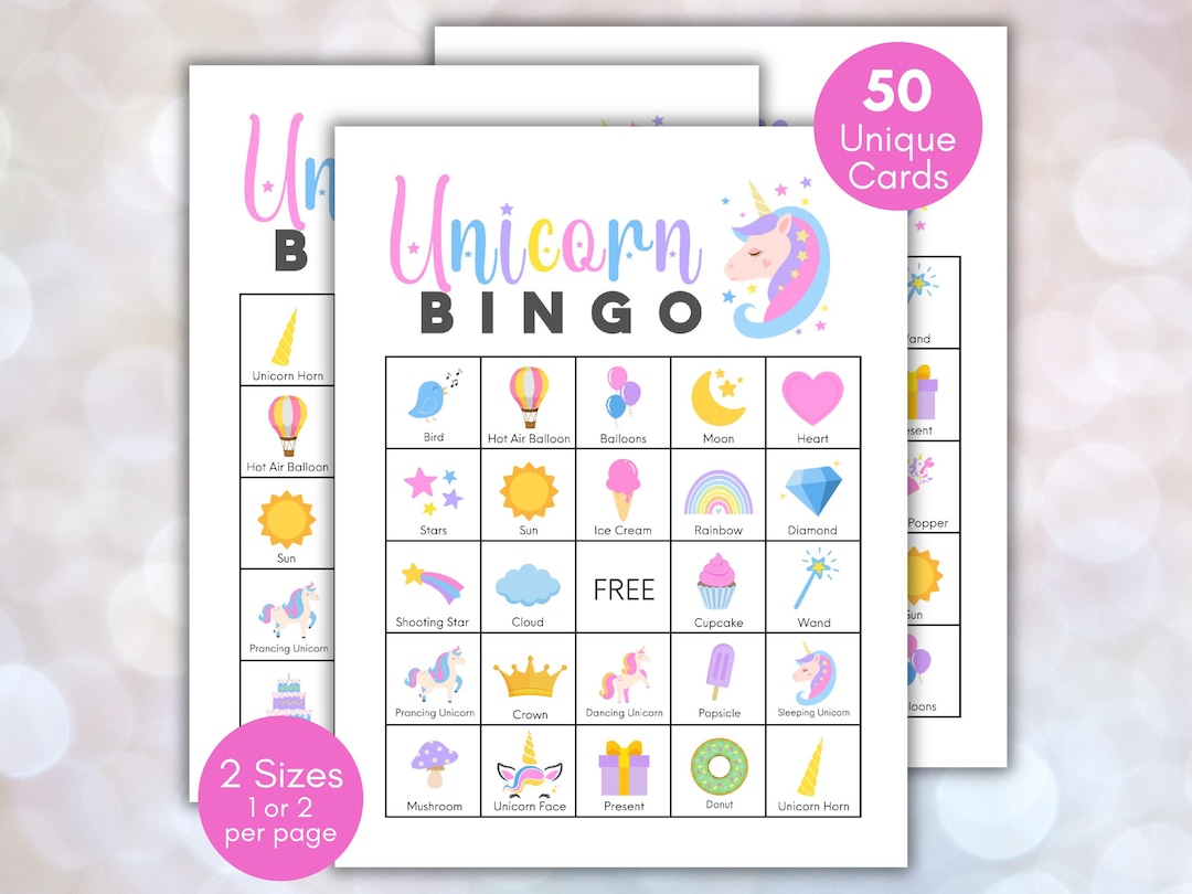 Unicorn Bingo, Unicorn Birthday Party Game, Unicorn Party Printable ...