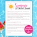 Summer Left Right Game, Summer Left Right Poem, Summer Family Runion ...